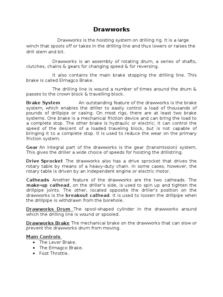 Draw Works | PDF | Transmission (Mechanics) | Brake