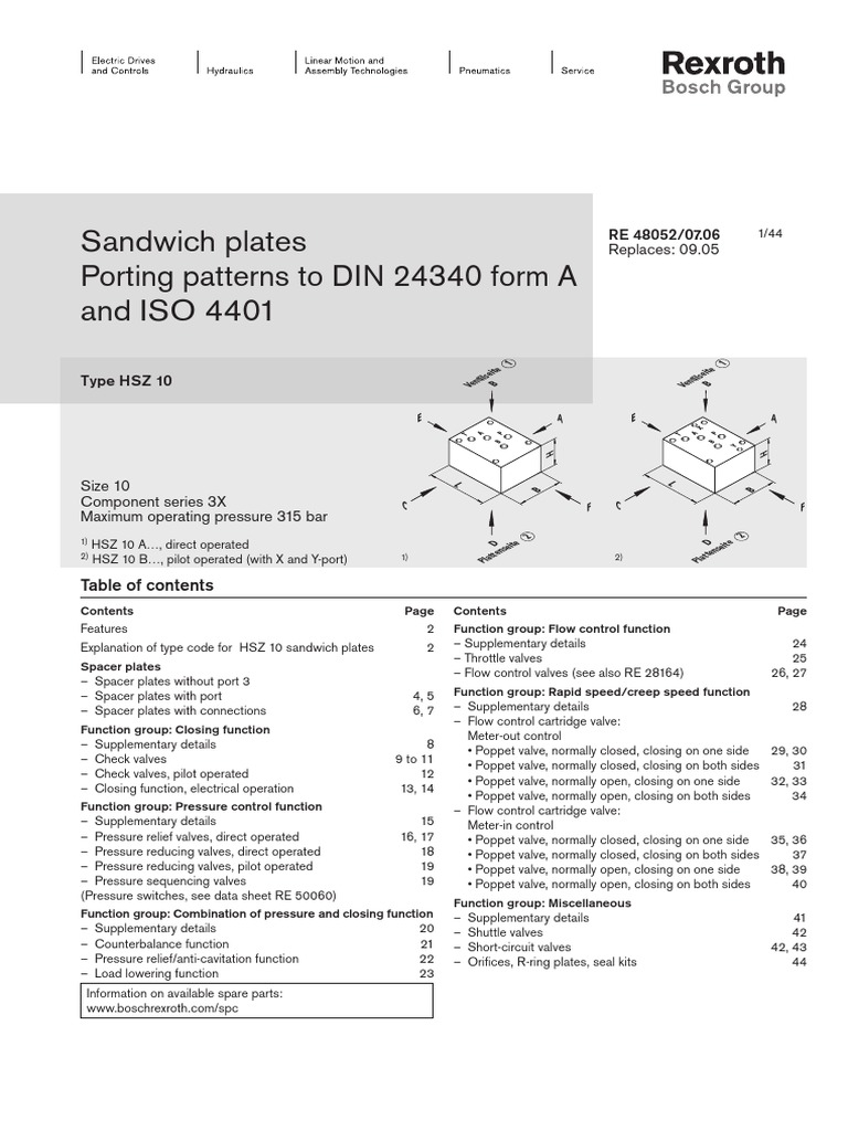Sandwich Plates Porting Patterns To DIN 24340 Form A and ISO 440 ...