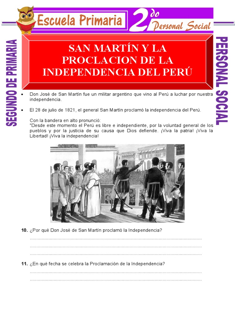 La Proclamacion de La Independencia Del Perú para Segundo de Primaria | PDF | Perú | América del Sur