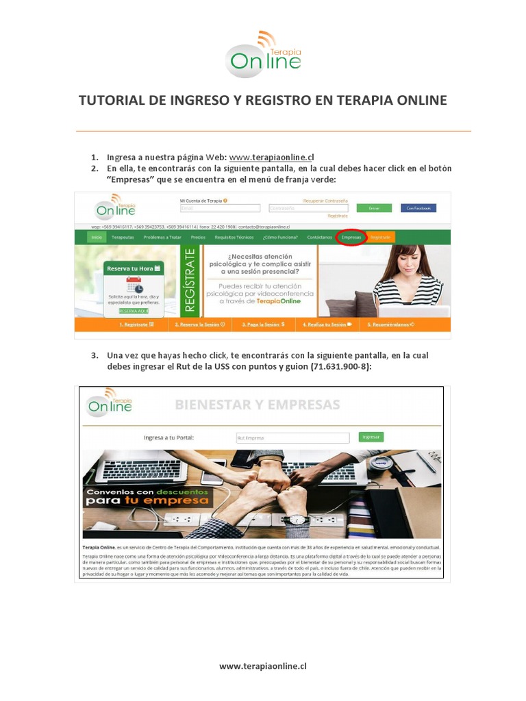 Tutorial de Ingreso y Registro en Terapia Online | PDF | Negocios | Relaciones personales ...