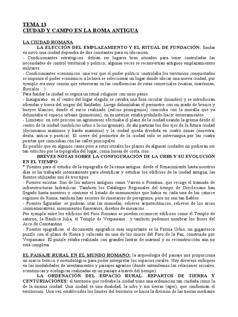 Ciudad y Campo en Roma Antigua | PDF | Ciudad