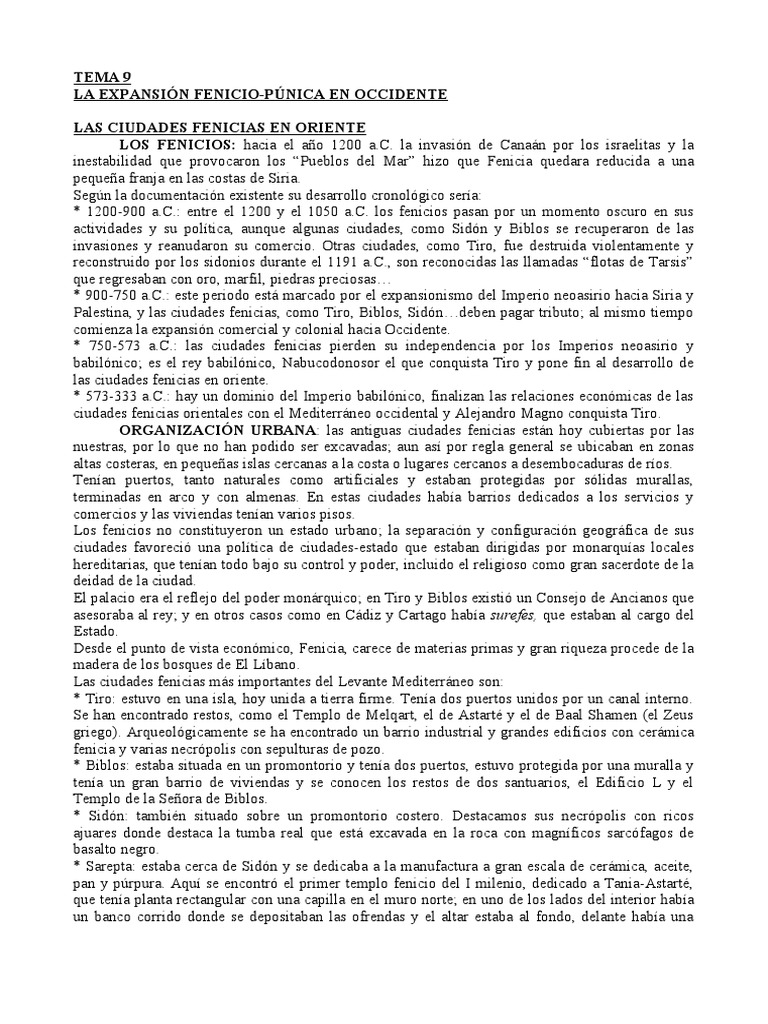 TEMA 9 de Historia Material Del Mundo Clásico, UNED | PDF | Fenicia | Cartago