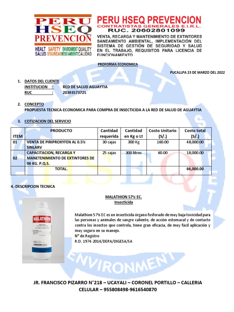 Proforma Médica para Insecticidas | PDF | Especialidades Medicas ...