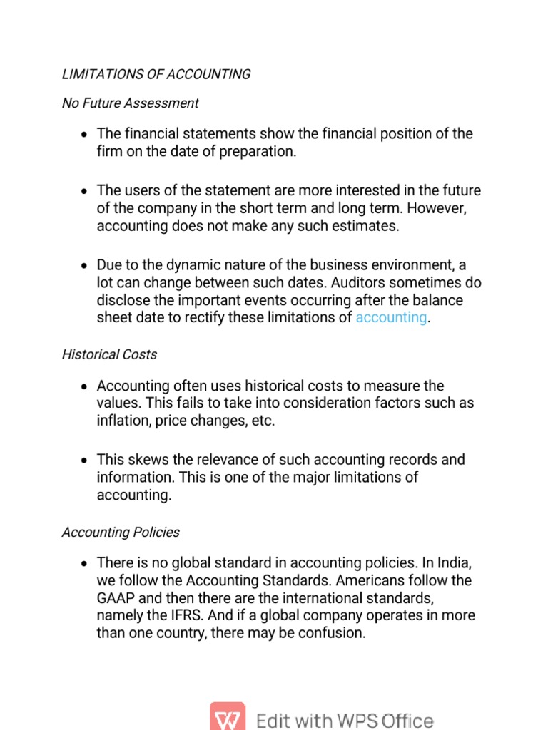 Limitations of Accounting | PDF