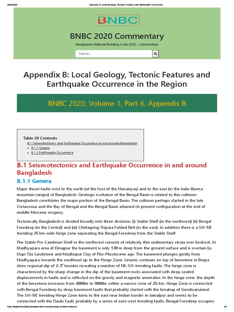 Appendix B - Local Geology, Tectonic Features and Earthquake Occurrence | PDF | Structural ...