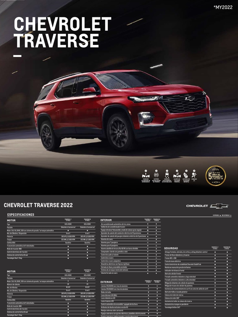 Chevrolet-Colombia-Ficha-Tecnica-Traverse 2023 | PDF | Airbag ...