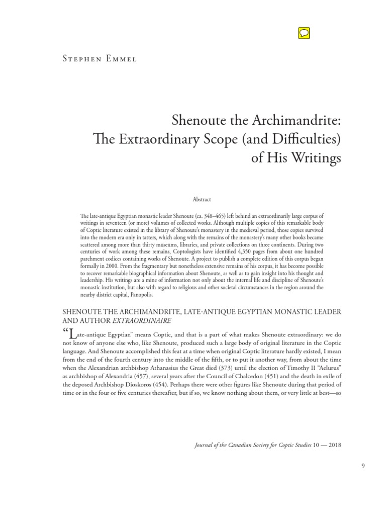 Shenoute The Archimandrite The Extraordi | PDF | Codex | Textual Criticism