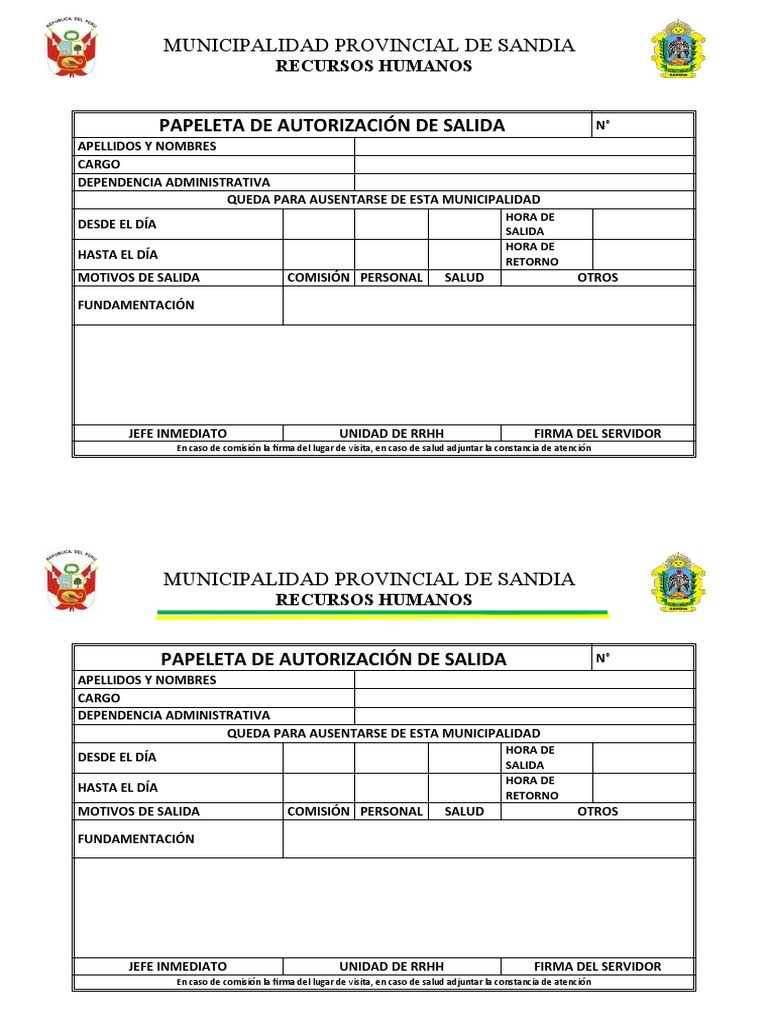 Papeleta de Salida | PDF