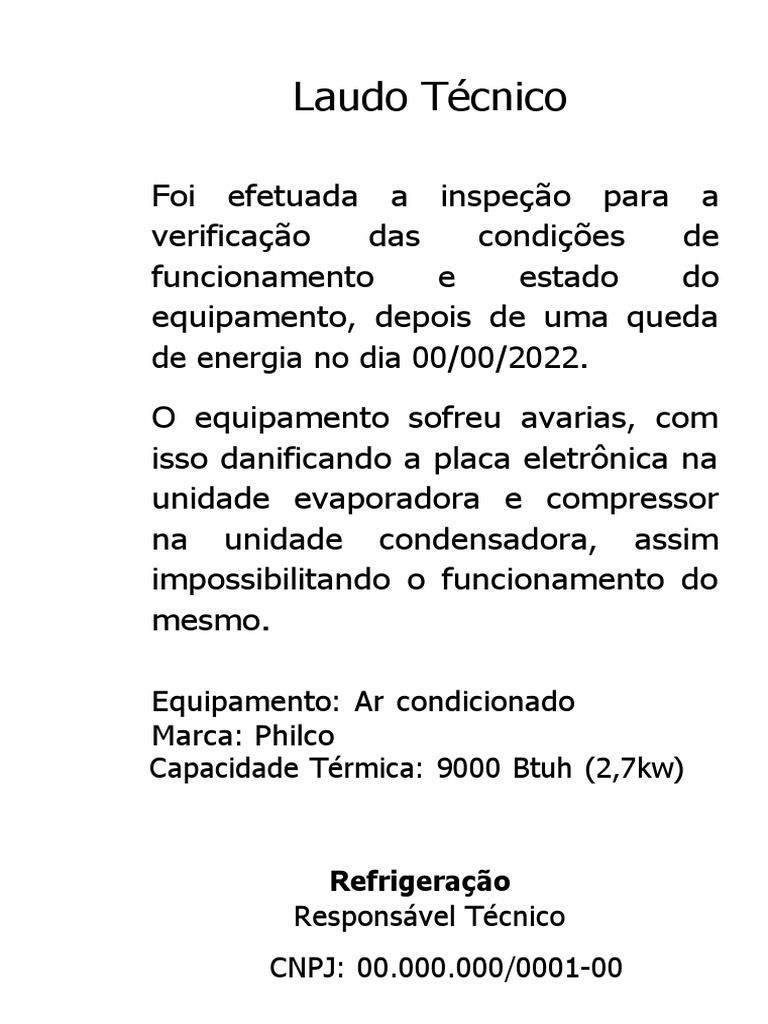 Modelo Laudo Tecnico Simples | PDF