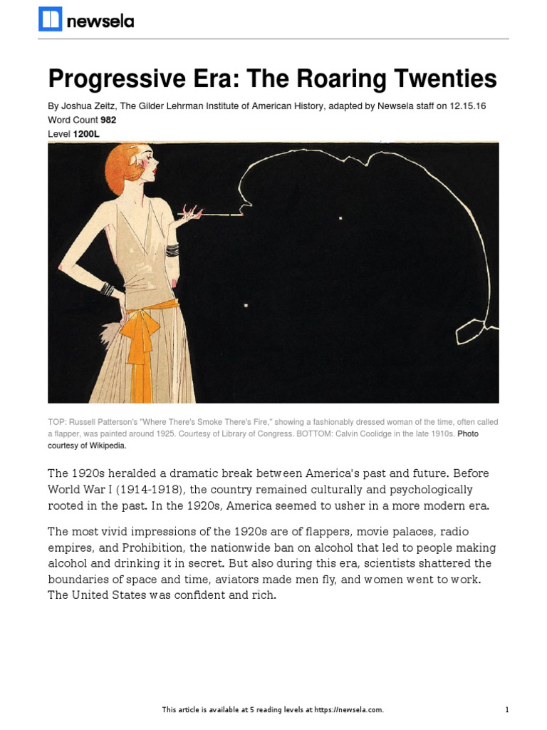 The Roaring 20s - Newsela | PDF | Calvin Coolidge | Roaring Twenties