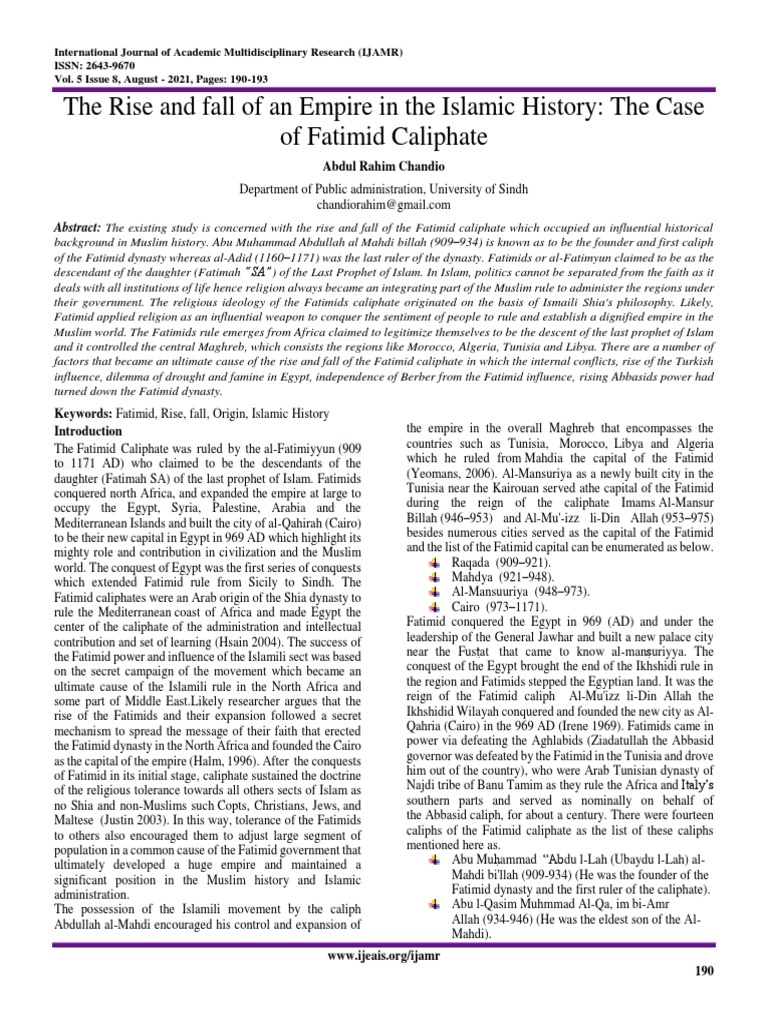The Rise and Fall of An Empire in The Is | PDF | Caliphate | Isma'ilism