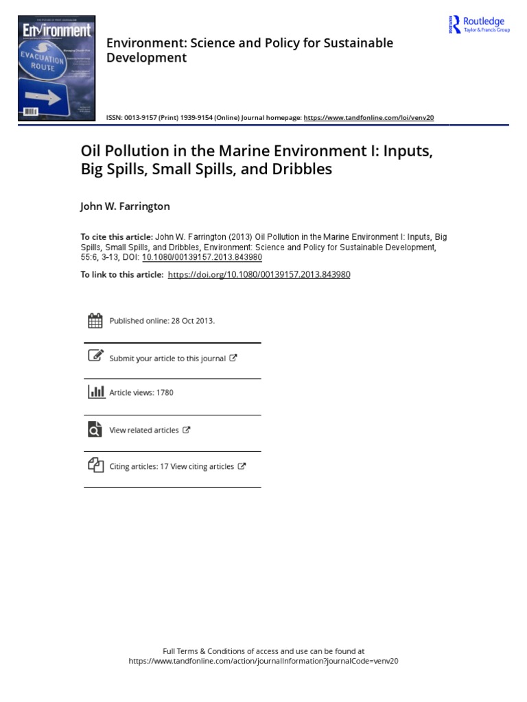 Oil Pollution in The Marine Environment I Inputs Big Spills Small ...