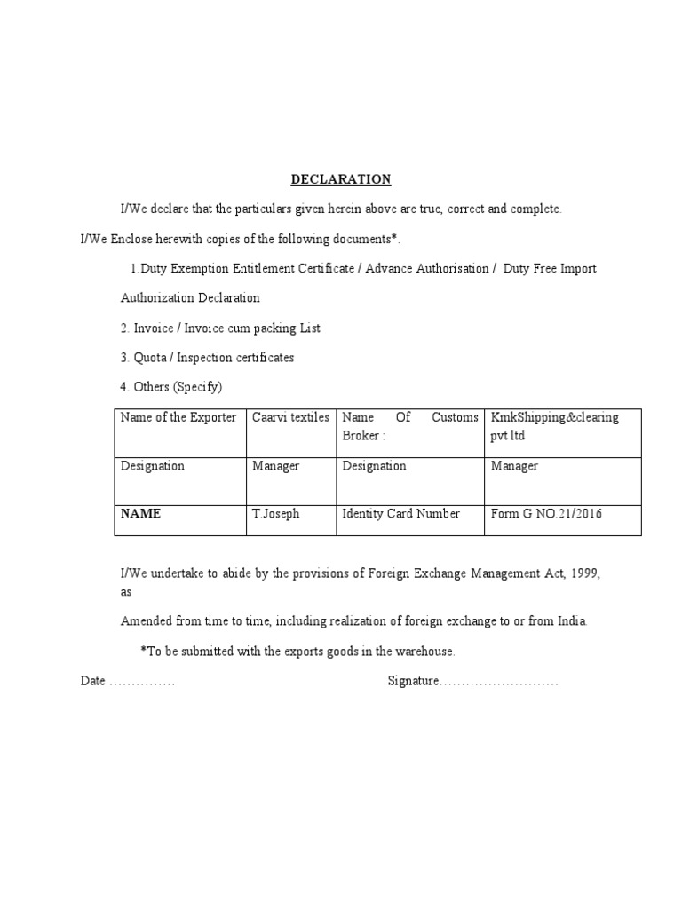 Fema Declaration | PDF