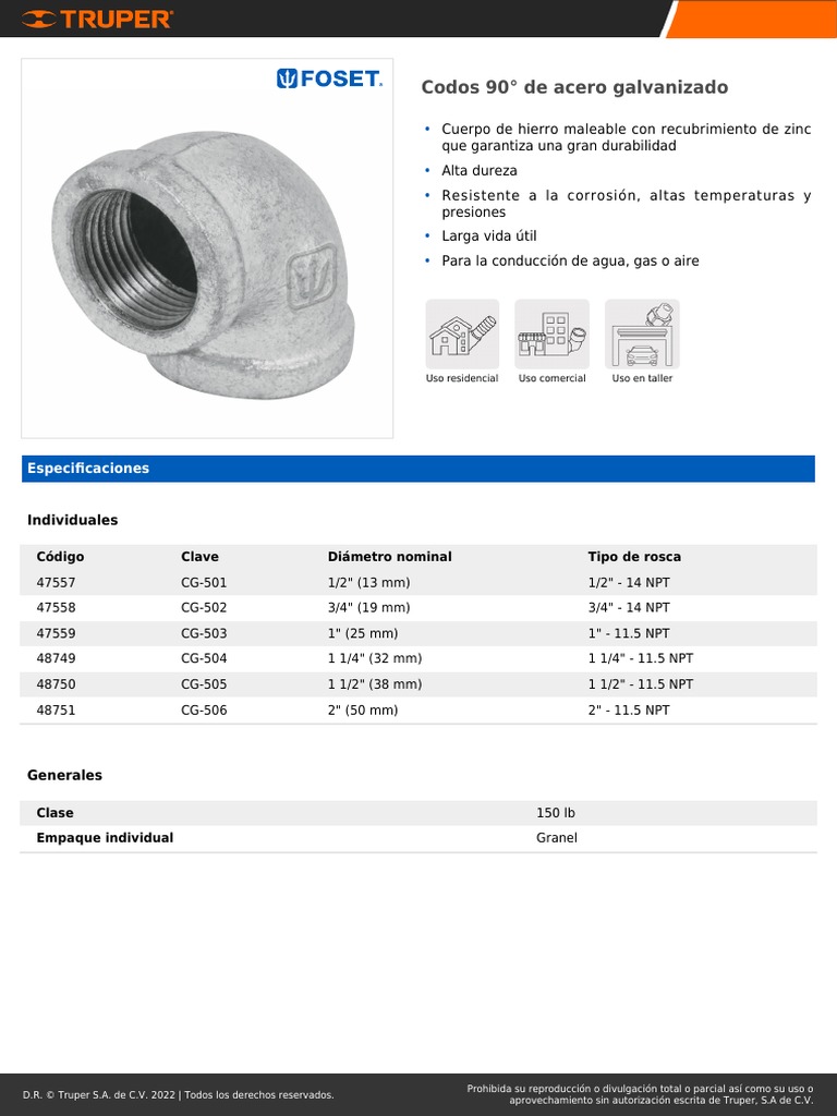 Codo 90° Roscado Acero Al Carbon | PDF | Materiales | Elementos químicos