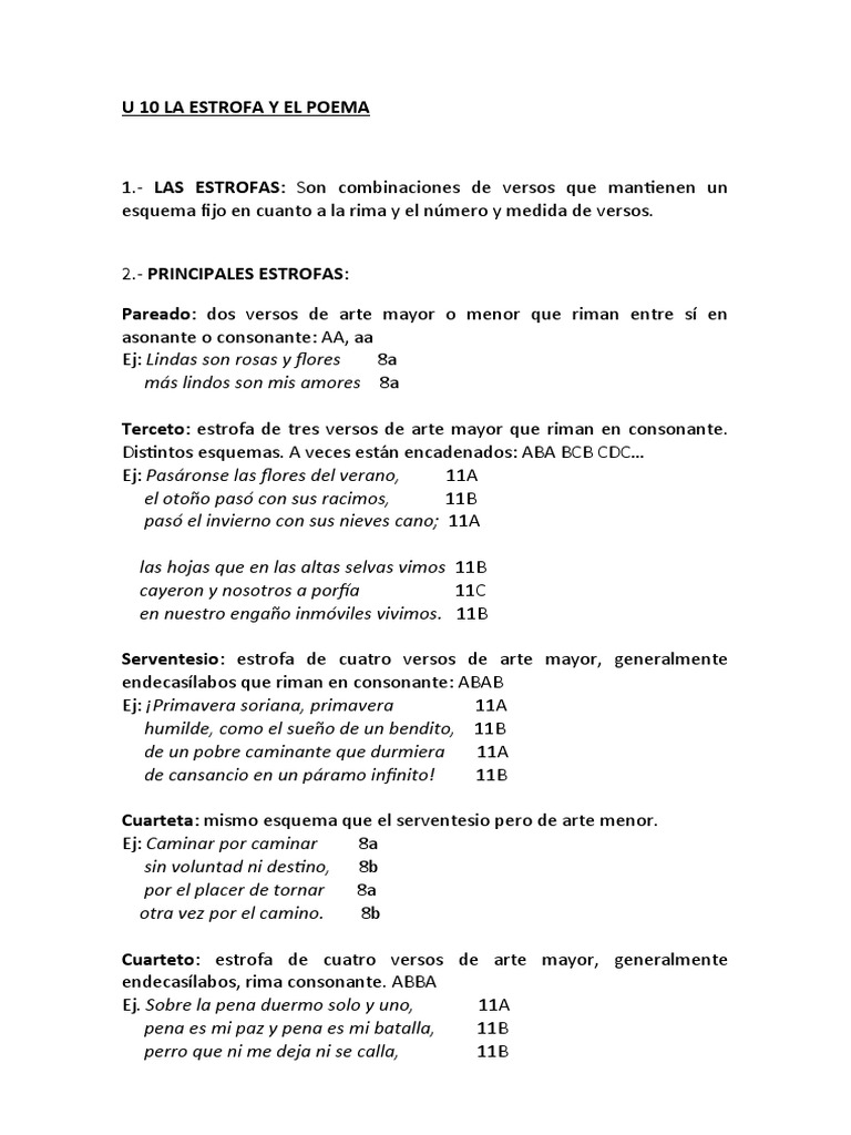 u10 La Estrofa y El Poema | PDF | Sonetos | Ritmo Poético