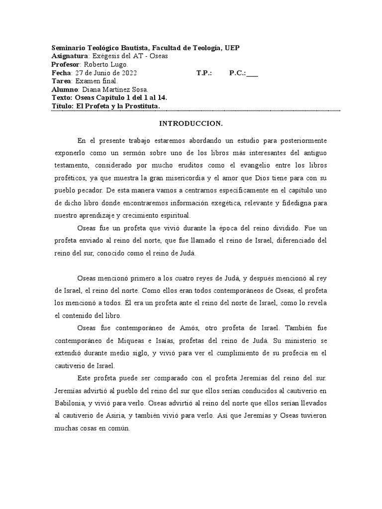 Exégesis de Oseas 1: Amor y Reconciliación | PDF | Contenido bíblico