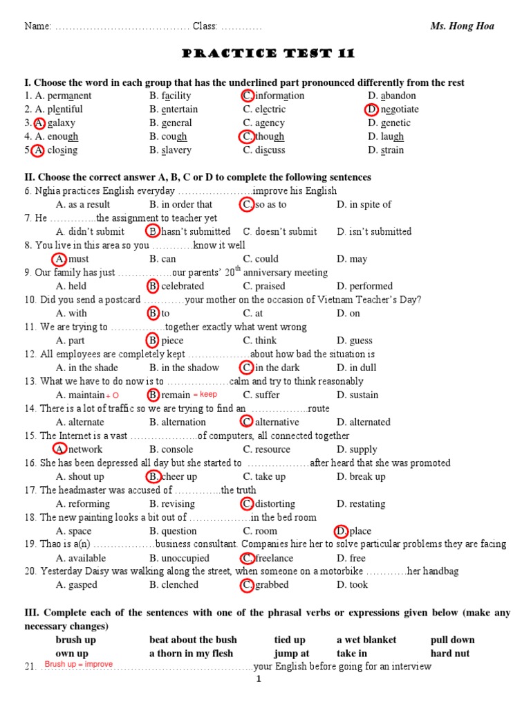 Practice Test 11 Grade 8 | PDF