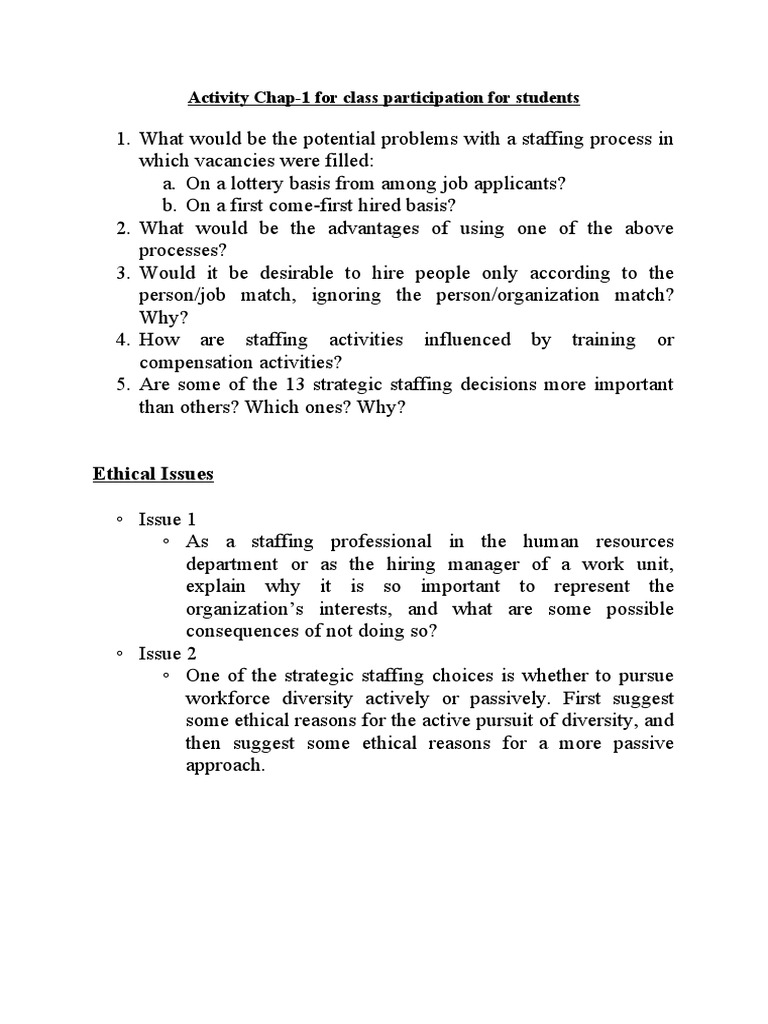 Activities For Class Participation For Students | PDF | Human Resources ...