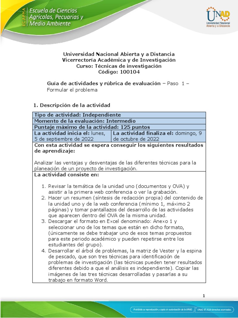 09-Octubre-2022-Guía de Actividades y Rúbrica de Evaluación - Unidad 1 ...