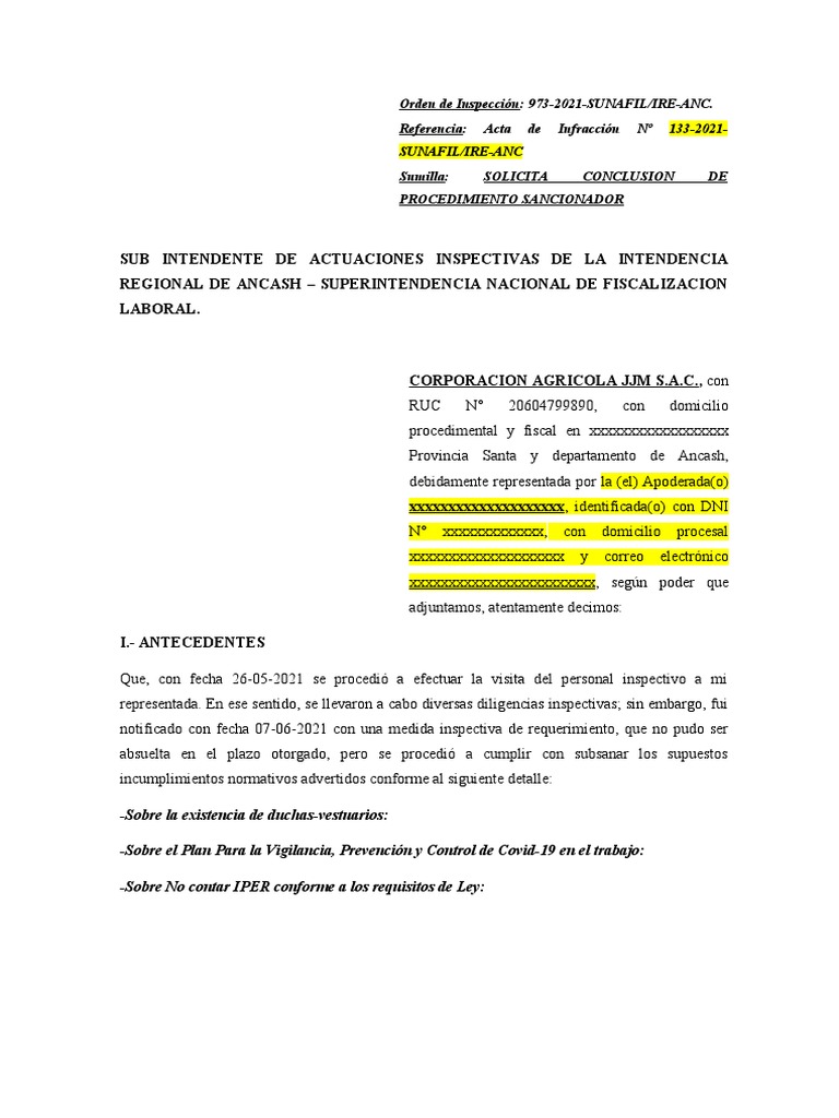Modelo de Escrito Sunafil | PDF | Gobierno | Justicia