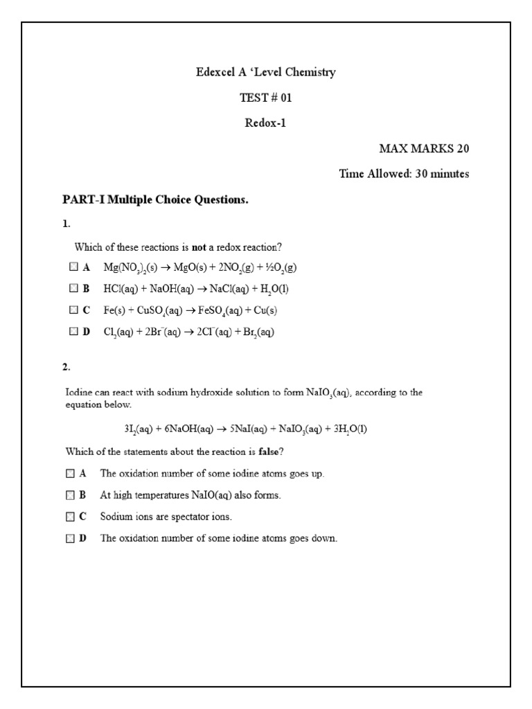 Redox-1 Test | PDF