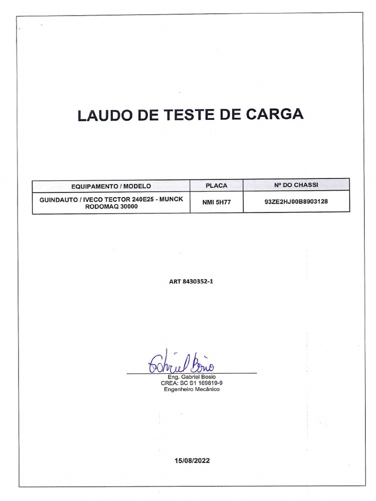 04 - Laudo de Teste de Carga | PDF