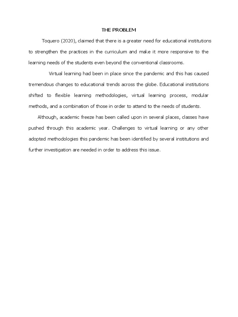 Delos Reyes Et Al Intro To Problem in Virtual Learning | PDF | Career & Growth | Social Science