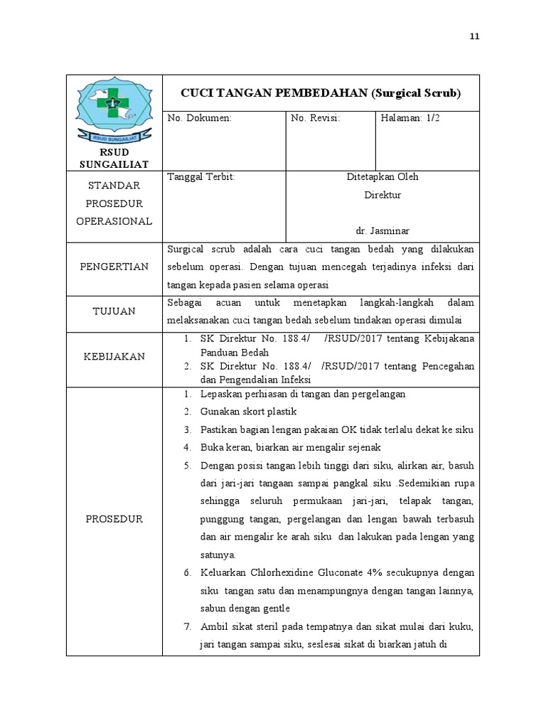 Spo Cuci Tangan Pembedahan | PDF