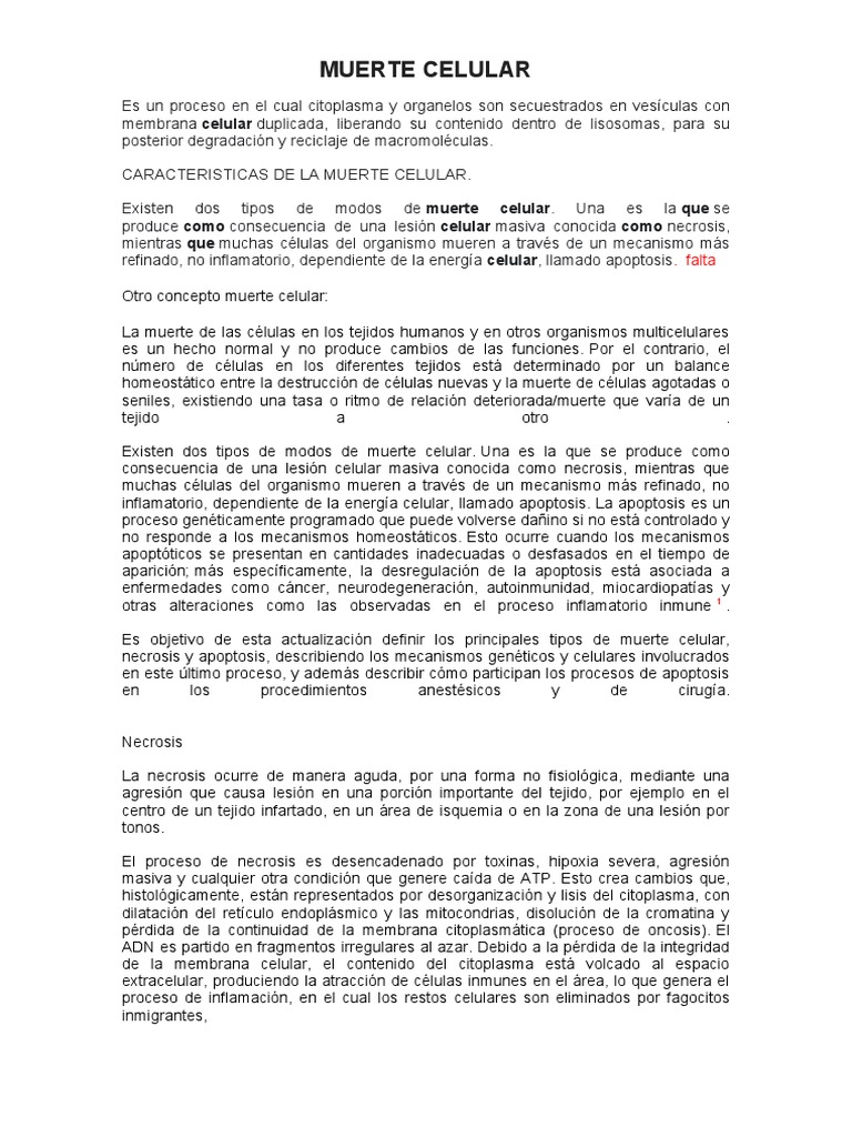 Muerte Celular | PDF | Apoptosis | Biología Celular)