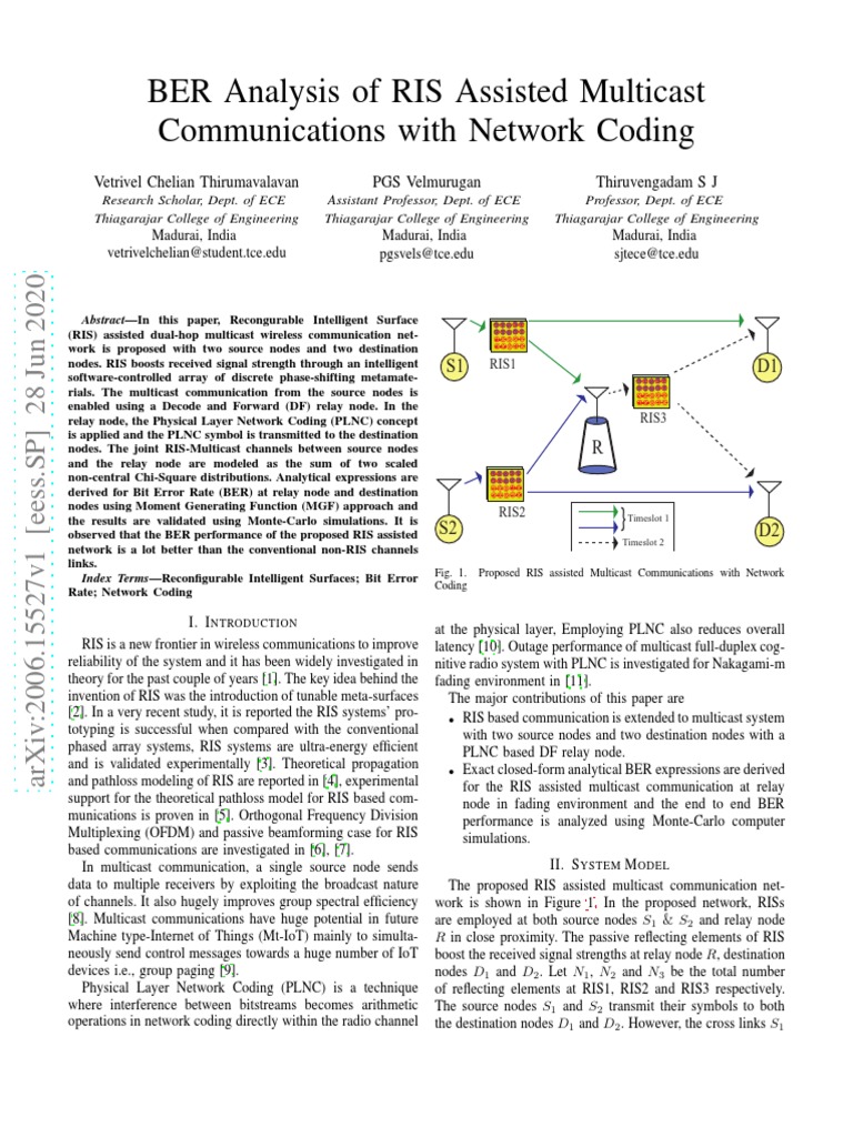 BER Analysis of RIS Assisted Multicast Communicati | PDF | Multicast | Telecommunications