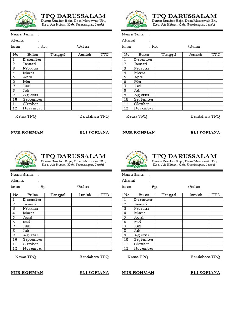 SPP Santri TPQ | PDF