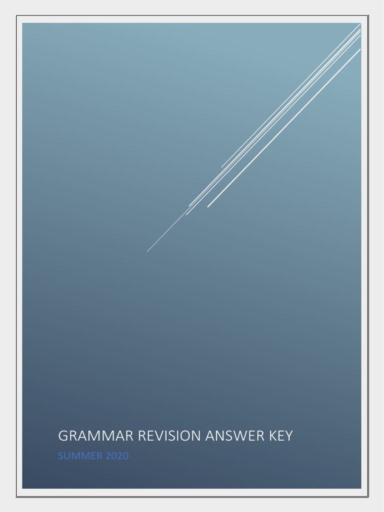 Grammar Revision Answer Key | PDF | Linguistic Typology | Linguistics