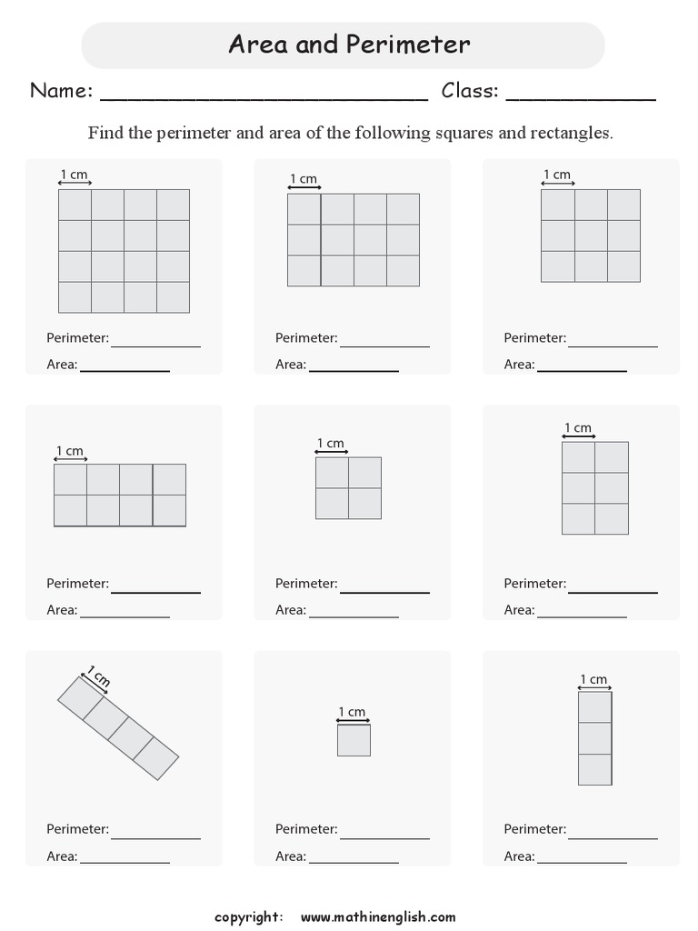 Maths Grade 3 Area Perimeter 1 | PDF | Home & Garden | Art