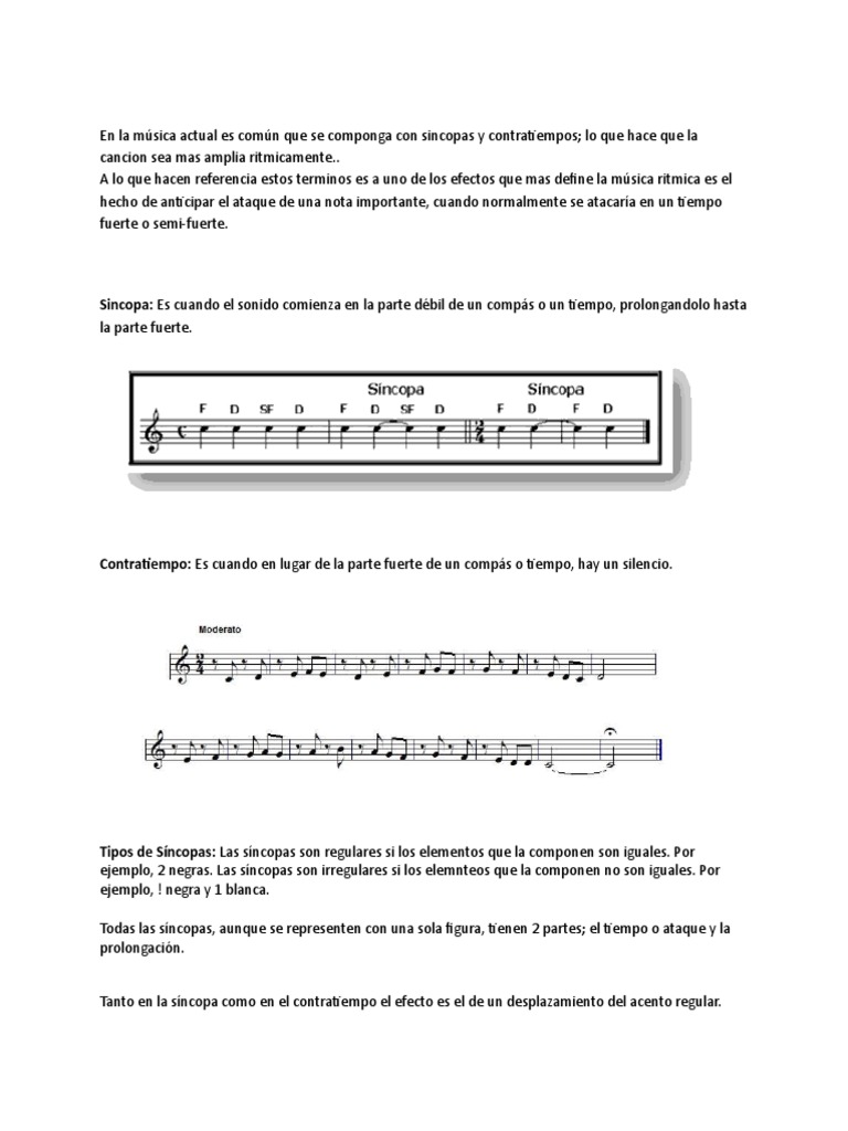 Contratiempo, Sincopa y Anacruza Juan Carlos Martínez | PDF | Ritmo ...