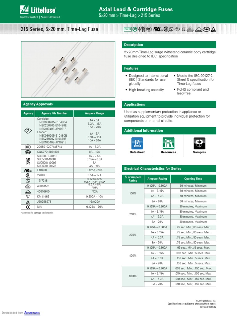 Littelfuse Fuse 215 Datasheet PDF | PDF | Soldering | Fuse (Electrical)