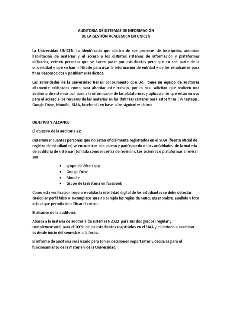 Practica Grupal - Auditoria Sistemas 1 | PDF | Auditoría | Moodle