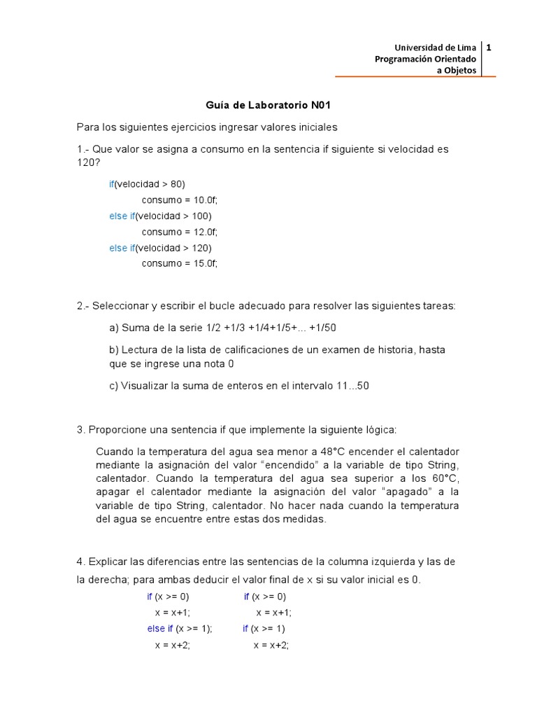 01 - Guia de Ejercicios 01 - Programación Estructurada | PDF