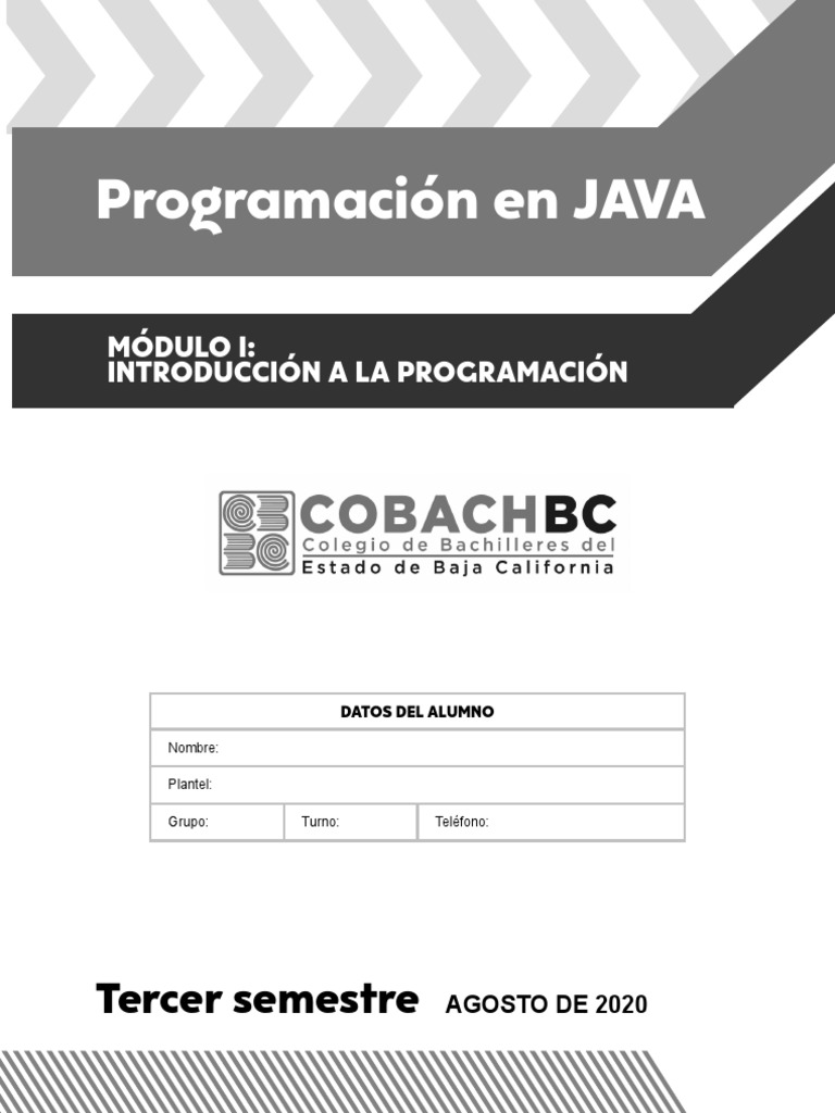 PROGRAMACIÓN EN JAVA, Módulo I - Introducción A La Programación - 2020 ...