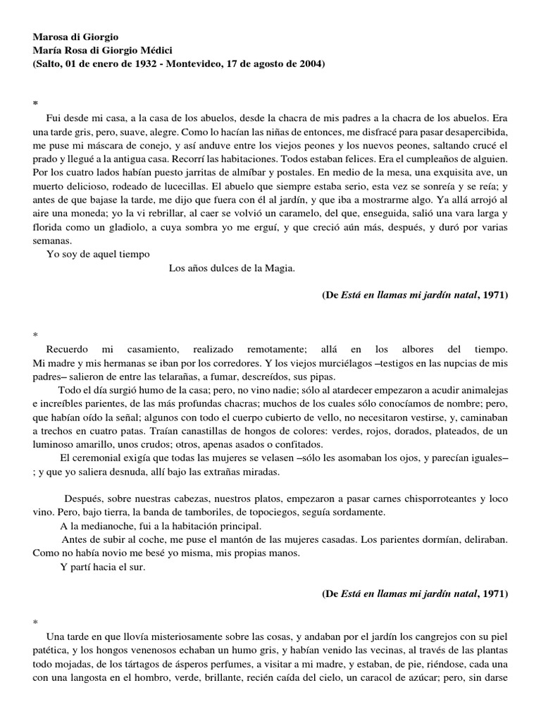 Marosa Di Giorgio | PDF