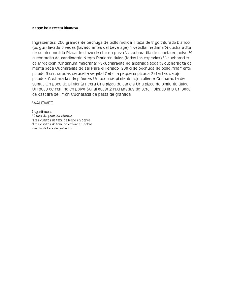 Keppe Bola Receta Libanesa (4242) | PDF