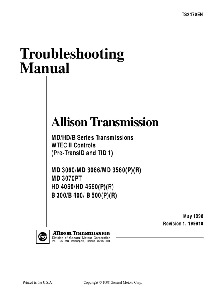 Allison WTEC 2 Troubleshooting Manual | PDF | Throttle | Valve