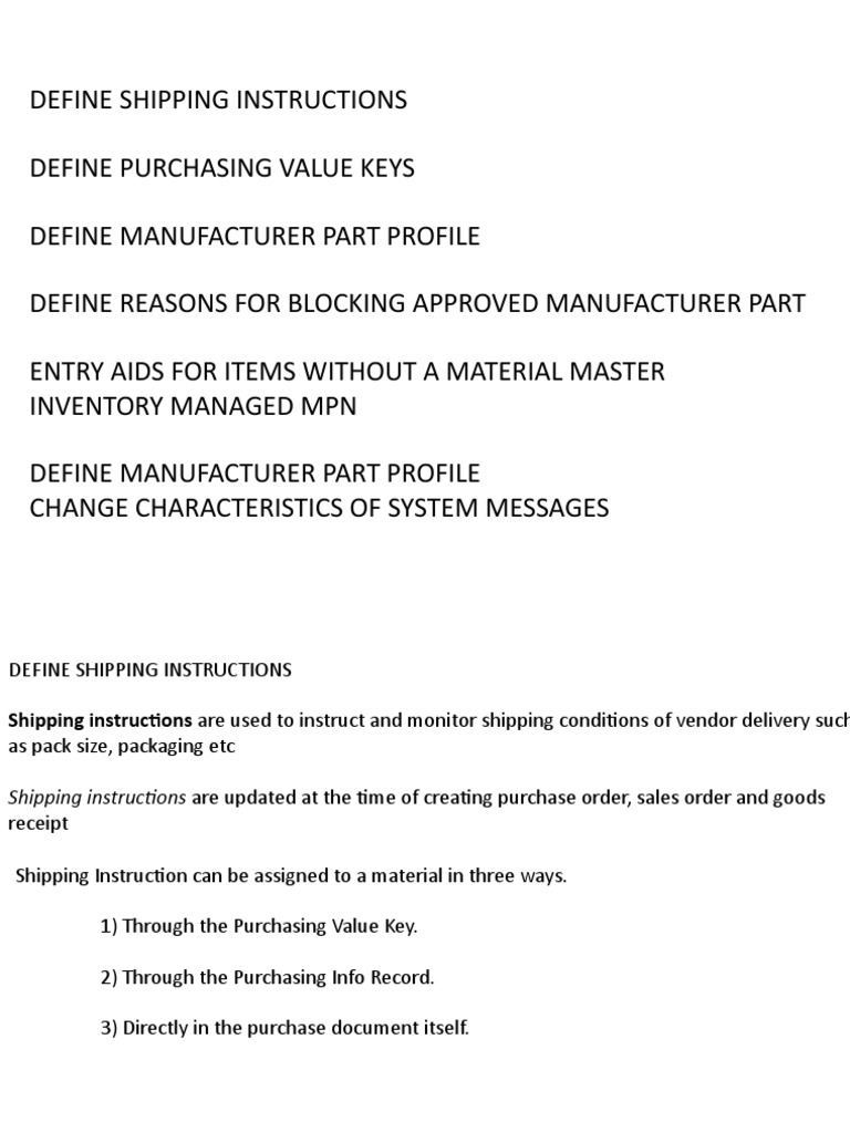 Shipping Instructions Overview | PDF | Business Process Management ...