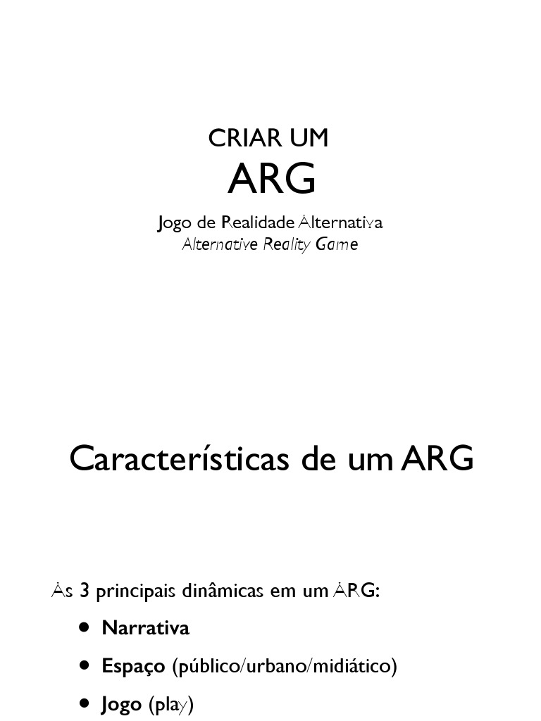 Como Criar Um Arg | PDF | Jogos e Atividades