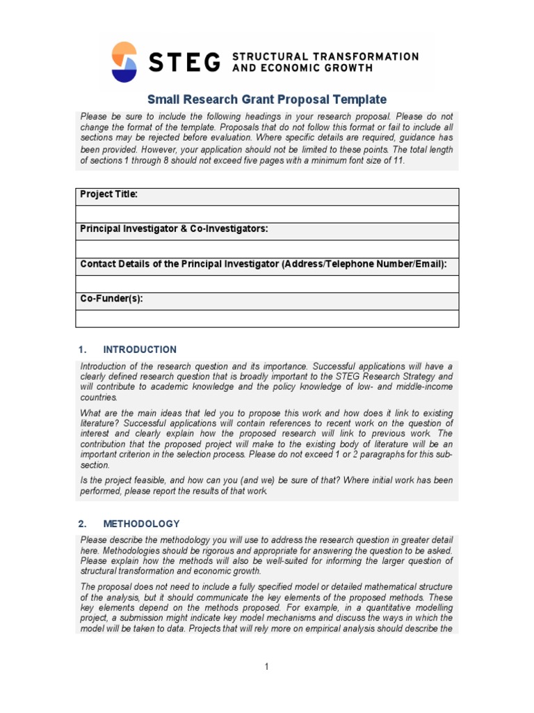 STEG SRG Proposal Template - 0 | PDF | Information Privacy | Science