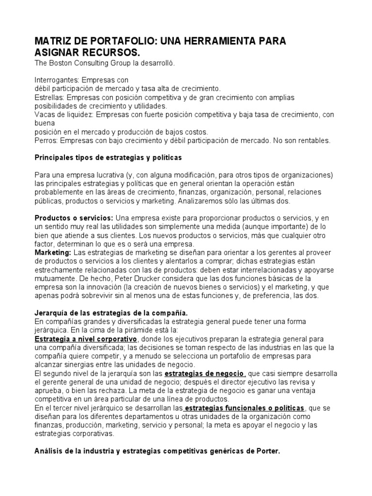 Matriz de Portafolio | PDF | Marketing | Business