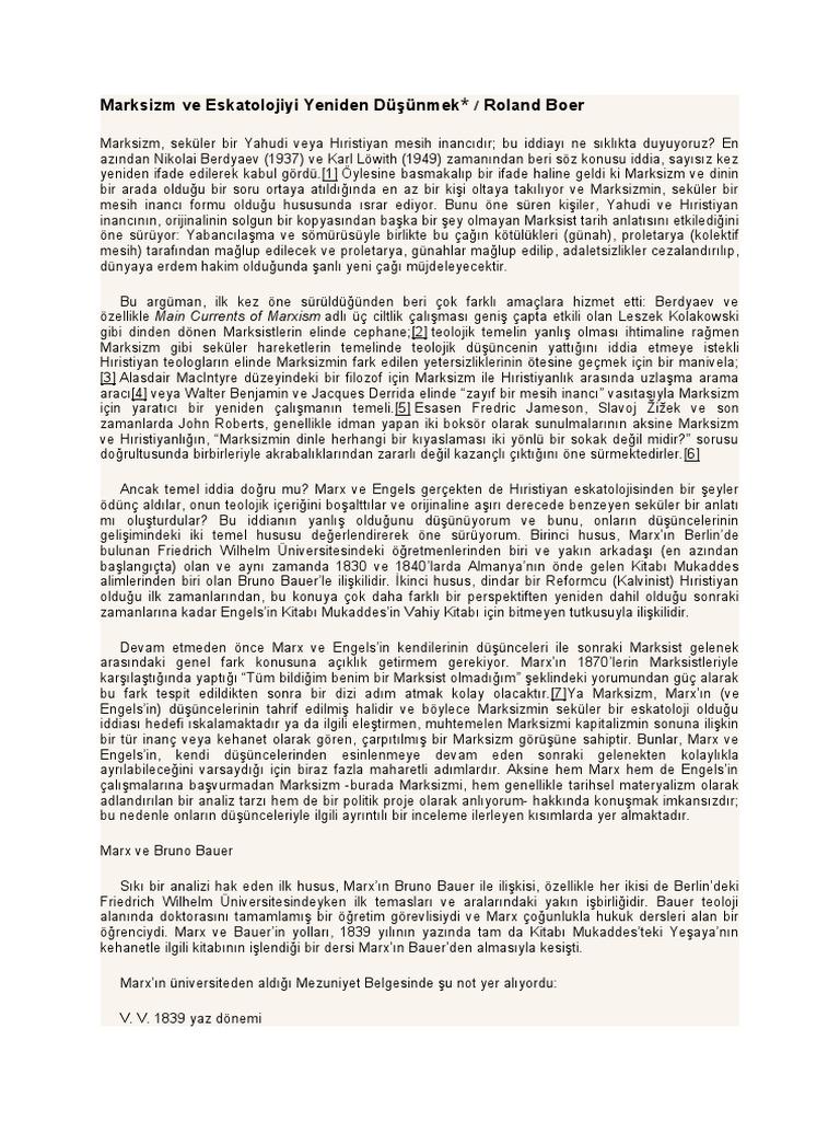 Roland Boer-Marksizm Ve Eskatolojiyi Yeniden Düsünmek | PDF