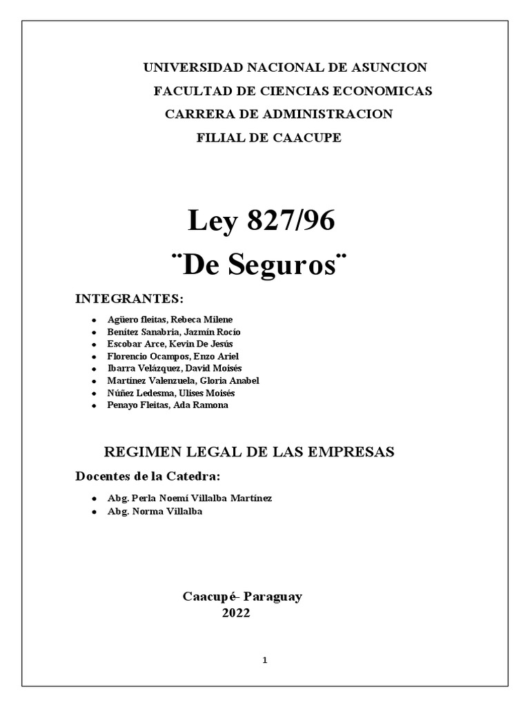 Ley de Seguros en Paraguay | PDF | Seguro | Reaseguro