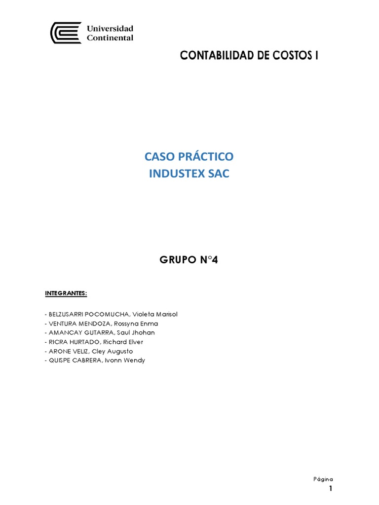 Caso Industex Sac - Grupo 4 | PDF | Economias | Negocios económicos