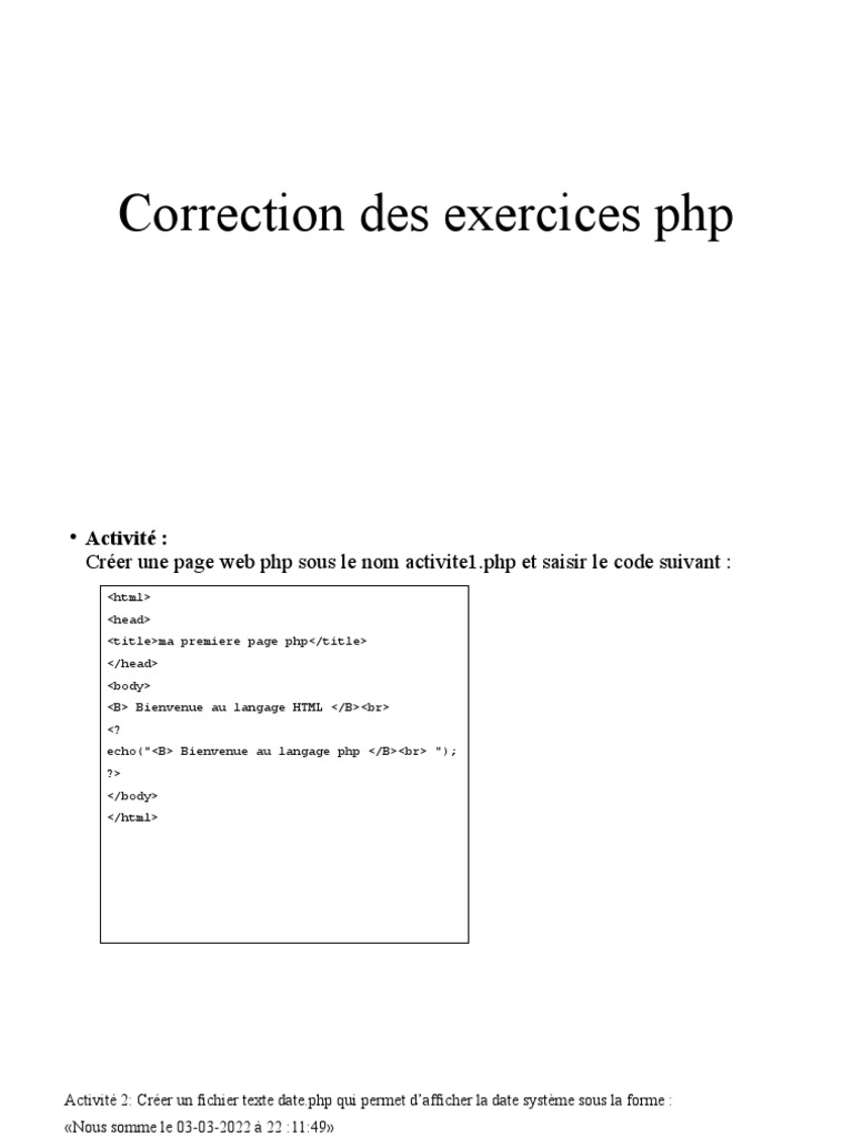 Correction Des Exercices PHP | PDF