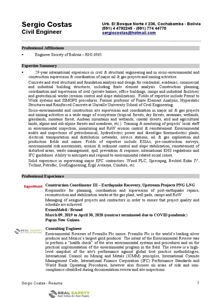 Costas-Sergio - Resume - English | PDF | Pipeline Transport | Liquefied Natural Gas